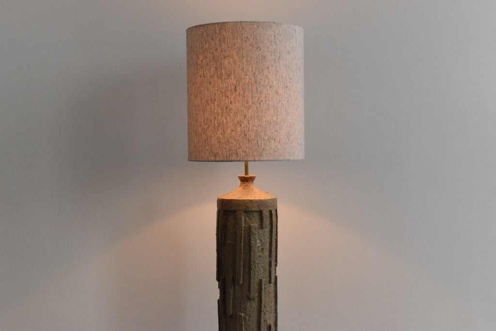 Vintage Large Studio Pottery Floor Lamp with New Textured Shade – Absolutely Nice Vintage