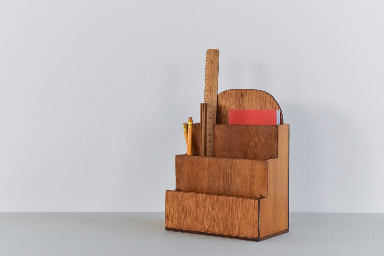 Vintage Rustic Wooden Stationary / Letter Rack – Absolutely Nice Vintage