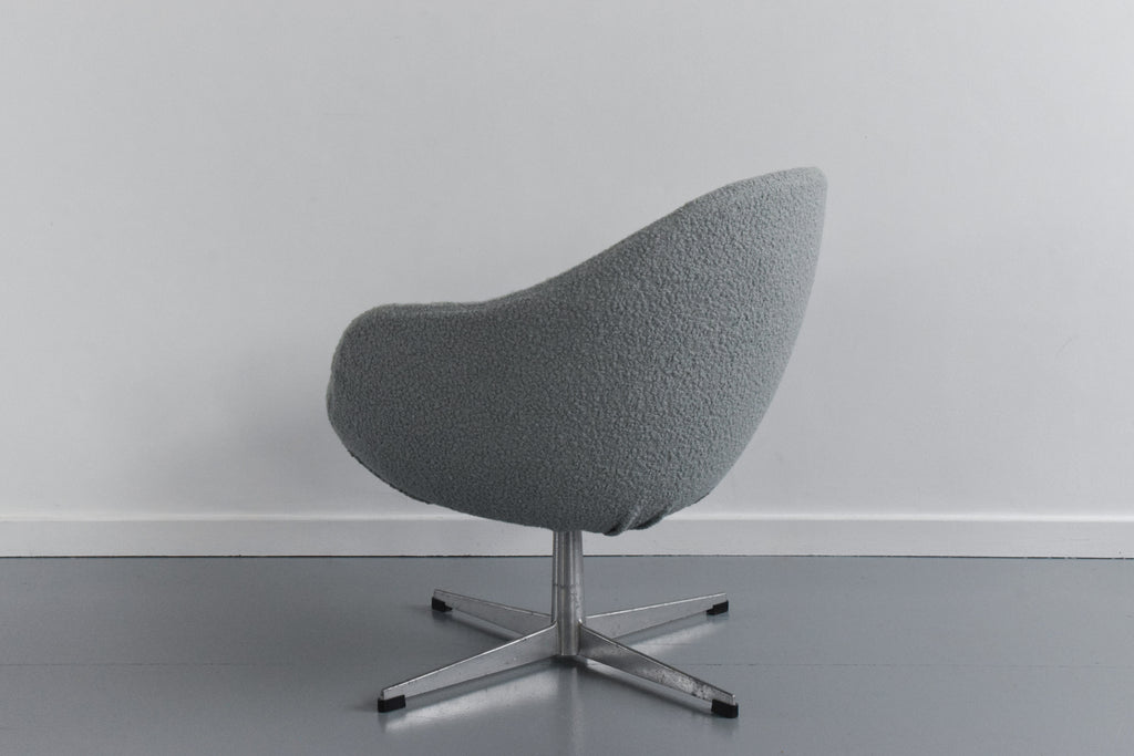 Vintage Small Swivel Upholstered Arm Chair in Green Sea Foam Colour ...