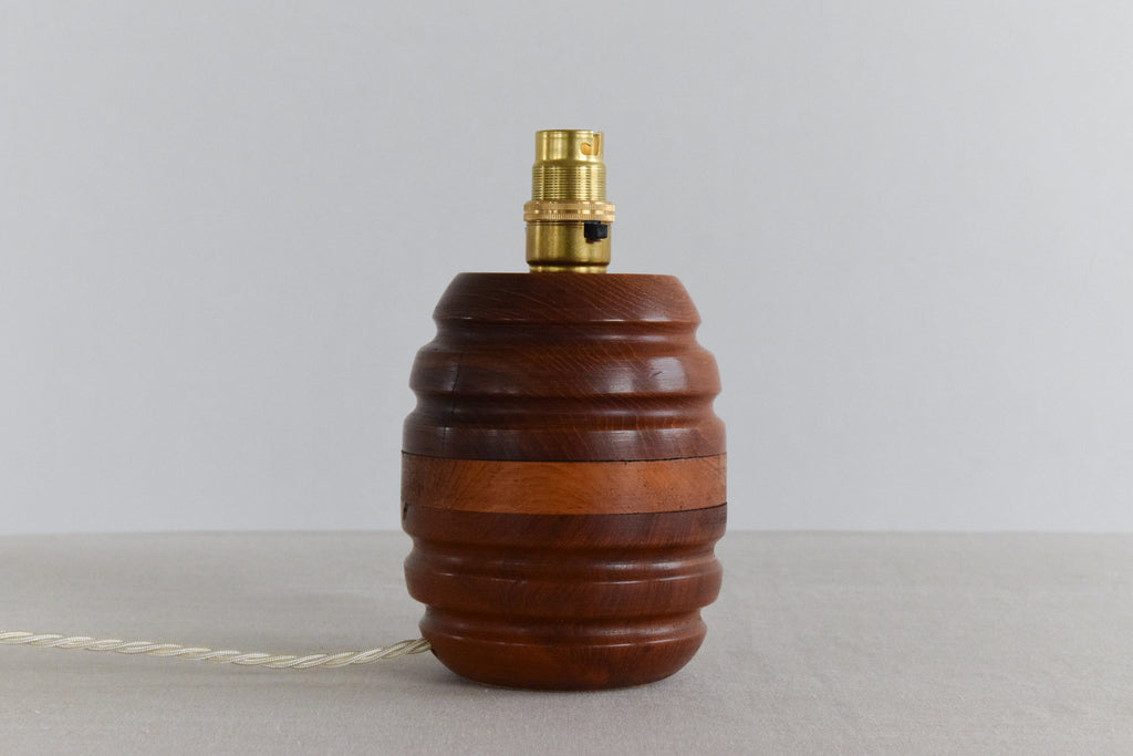 Vintage Small Teak Barrel Turned Table Lamp Base – Absolutely Nice Vintage