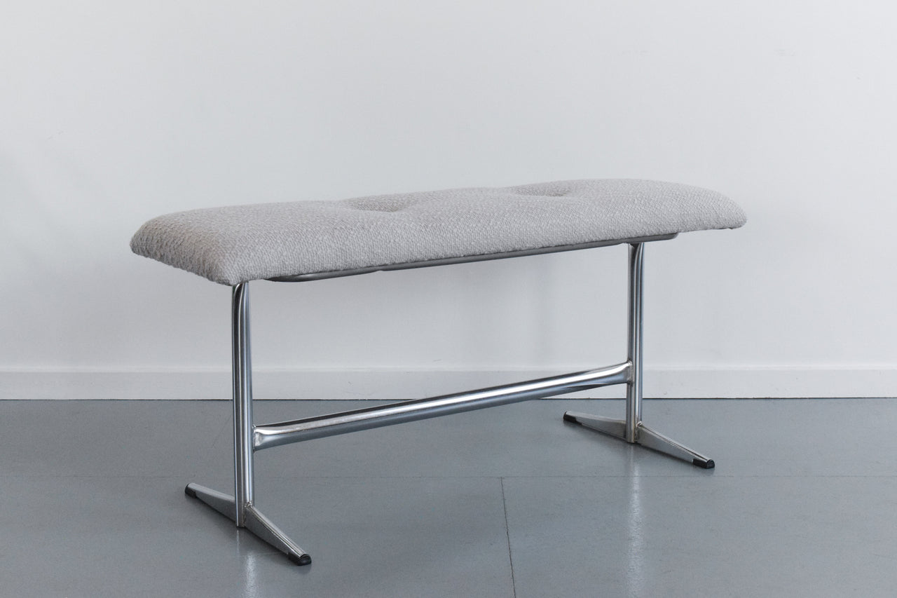 Vintage Tubular Chrome Bench with Boucle Fabric – Absolutely Nice Vintage