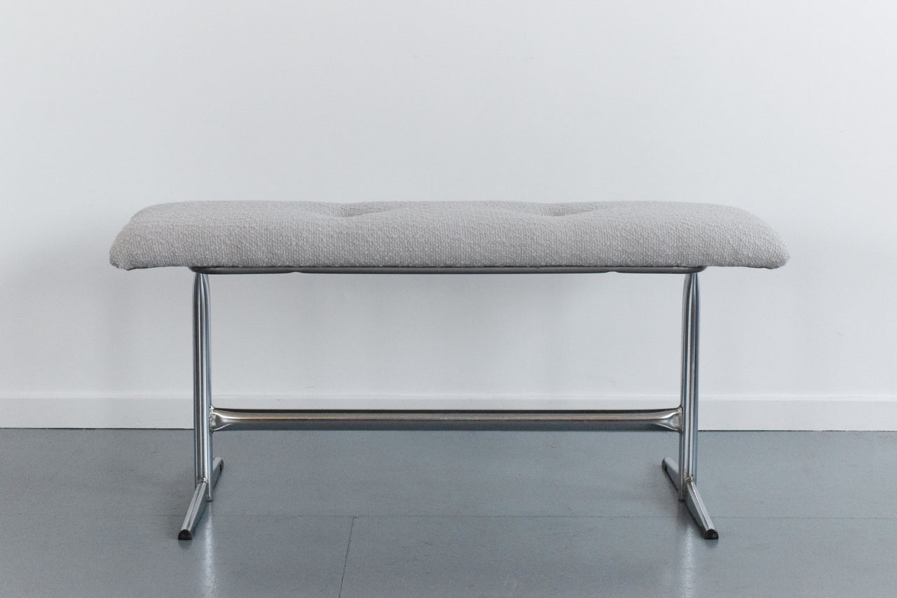 Vintage Tubular Chrome Bench with Boucle Fabric – Absolutely Nice Vintage