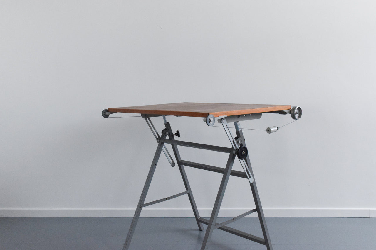 Vintage Industrial Wood and Metal Architect's Drafting Board by Admel ...