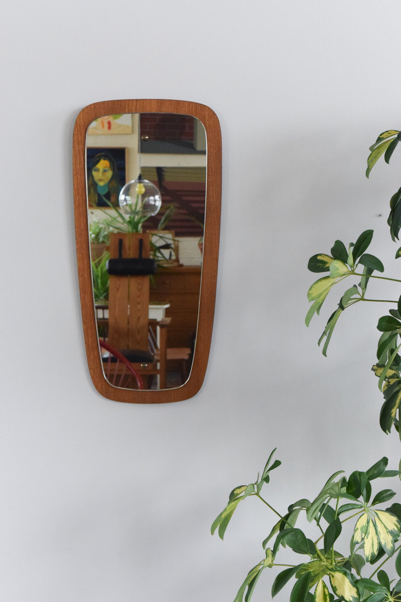 Vintage Teak Curved Float Mounted Wall Mirror by Adams Mirrors ...